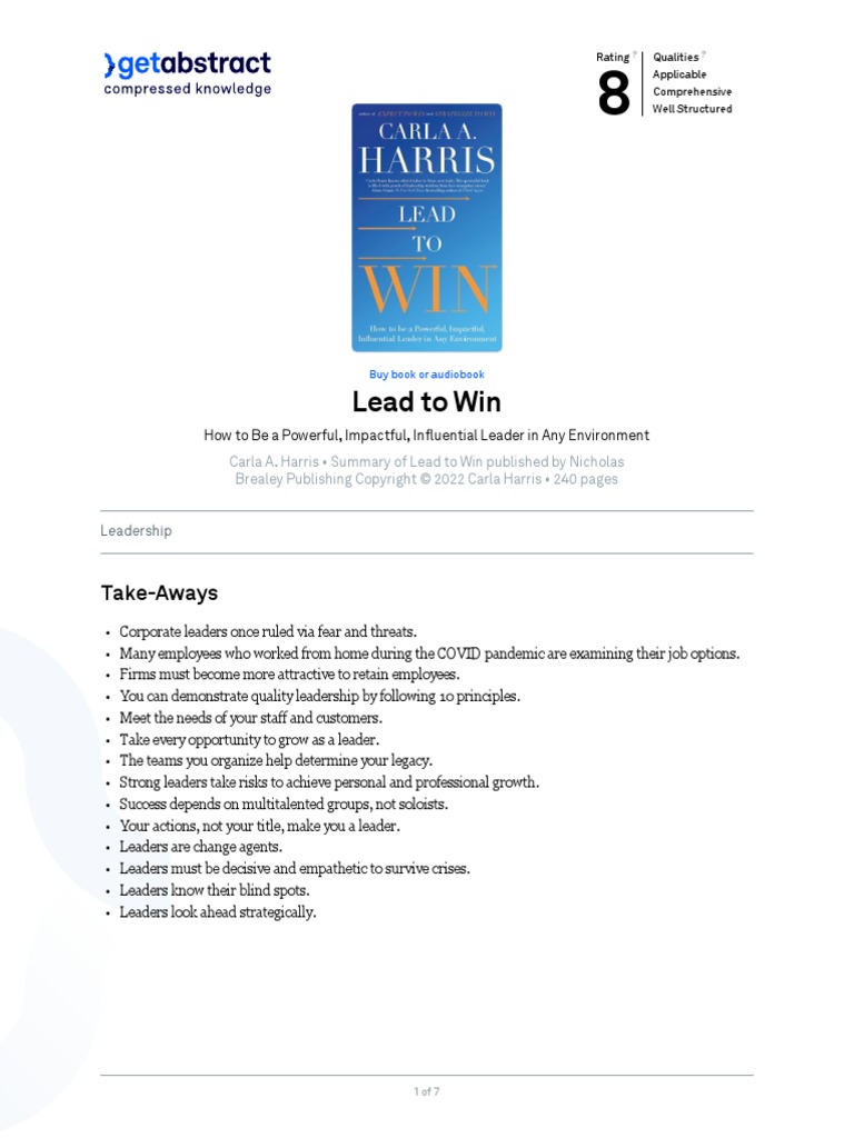 Lead To Win Harris en 46749 | PDF | Leadership | Employment