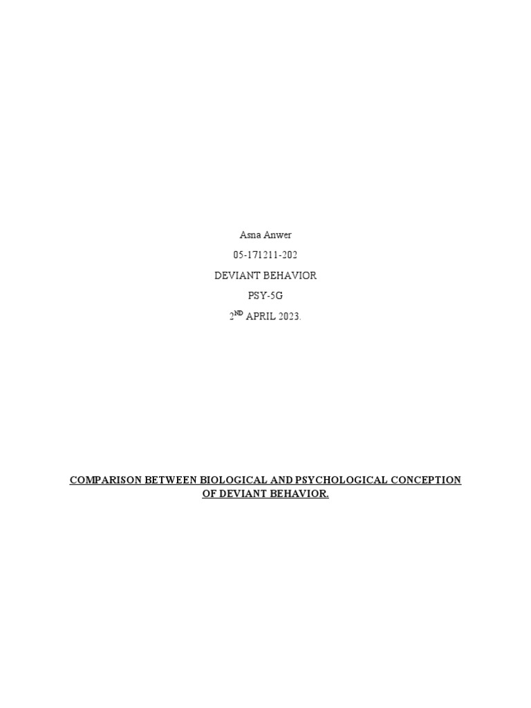 Deviant Behavior | PDF | Deviance (Sociology) | Psychology