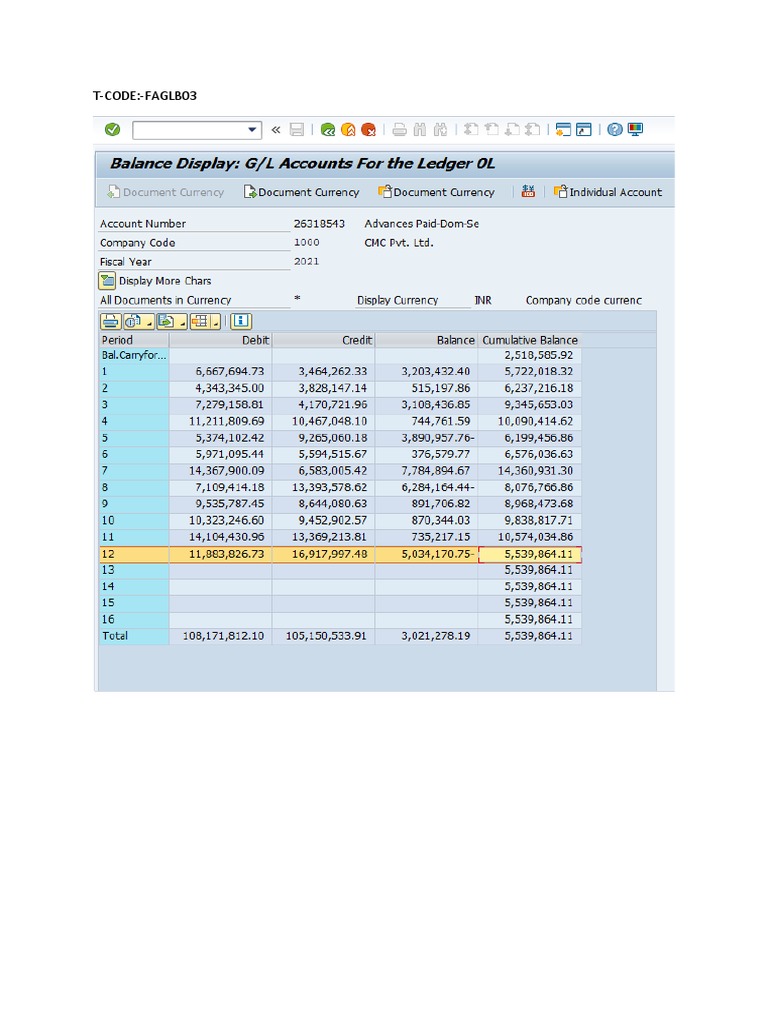 Balance Difference in FAGLB03 | PDF