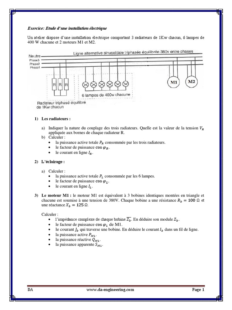 Etude Dune Installation Electrique | PDF | Puissance apparente | Puissance (physique)