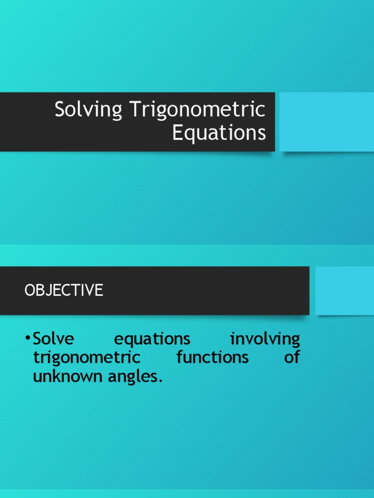 Solving Trigonometric Equations | PDF