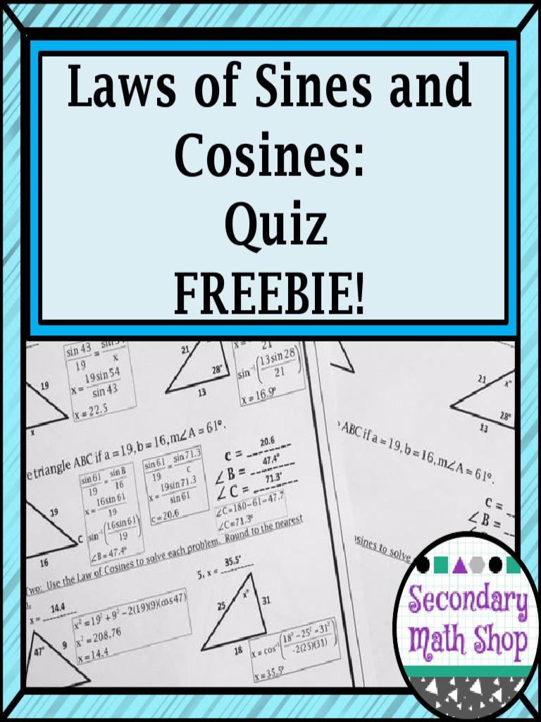 Laws of Sines and Cosines: Quiz Freebie! | PDF | Combinatorics ...