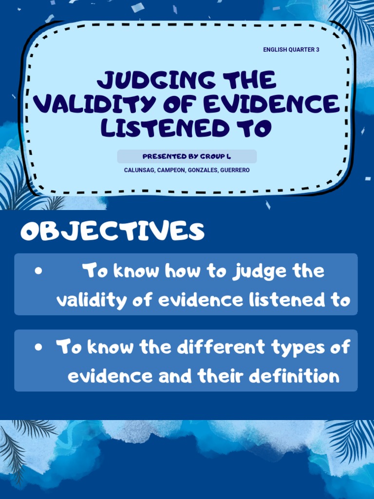 Validity of Evidence in English 9 | PDF | Testimony | Evidence