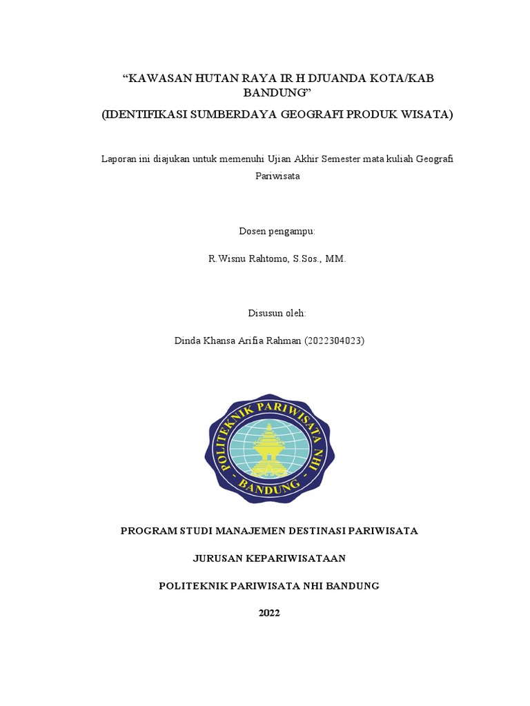 Laporan Penelitian Taman Hutan Raya Ir - Djuanda | PDF