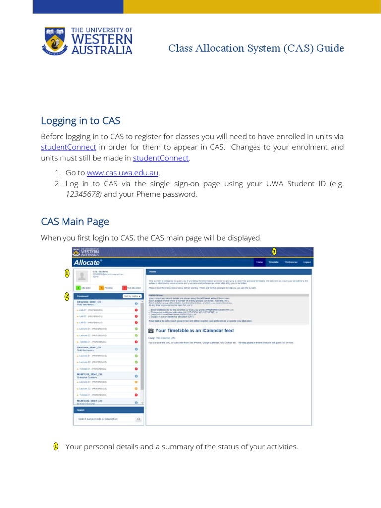 CAS Student User Guide | PDF | Login | Page Layout