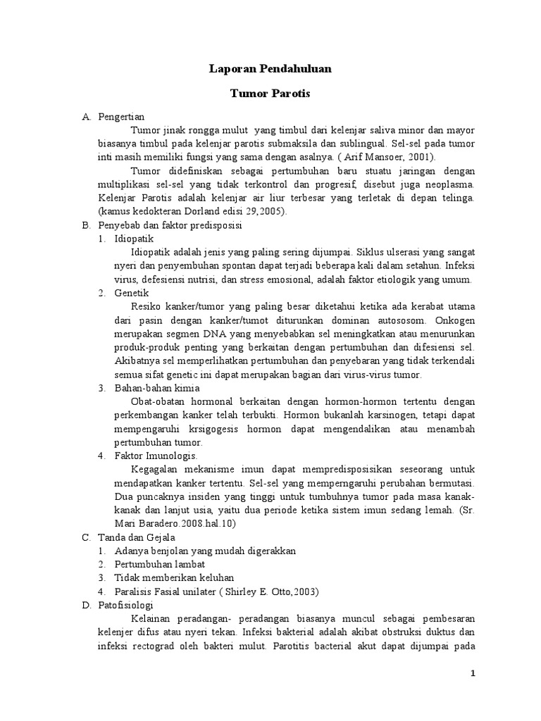 LP Tumor Parotis | PDF | Pengembangan Diri | Kesehatan Holistik