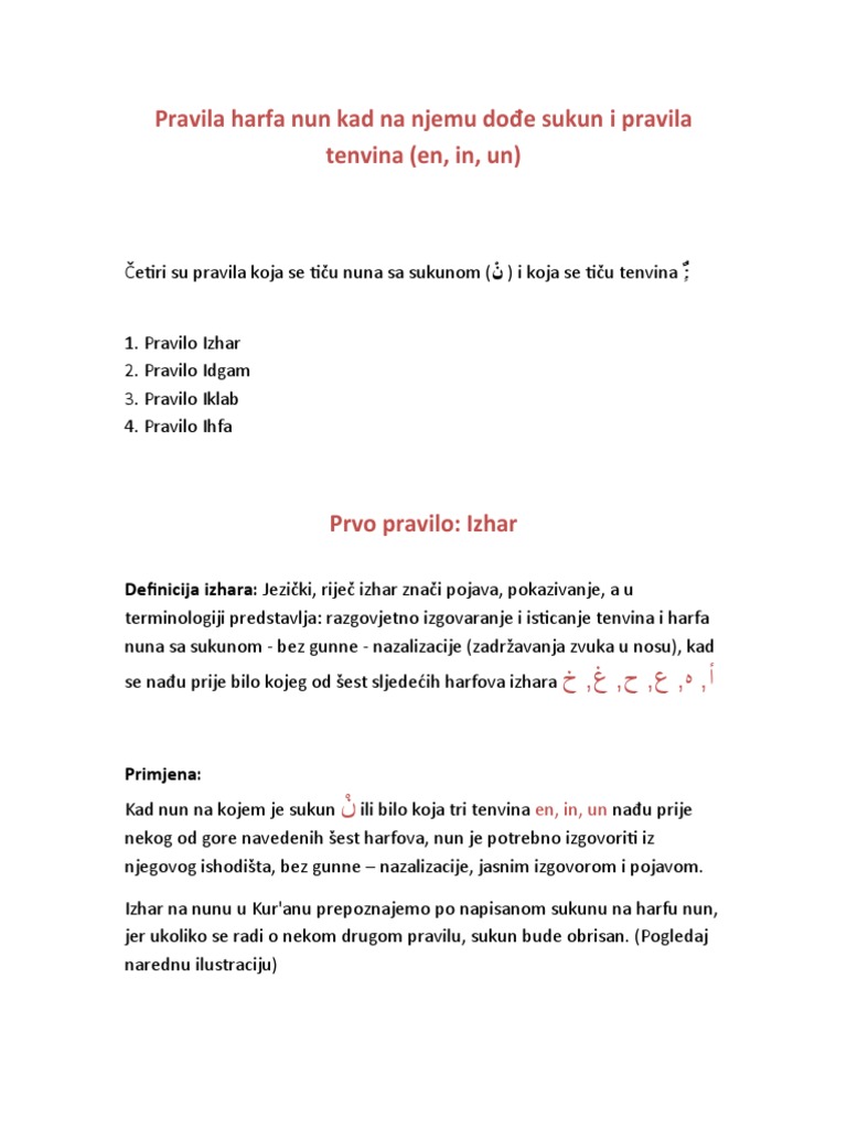 Prvo Pravilo - Izhar | PDF