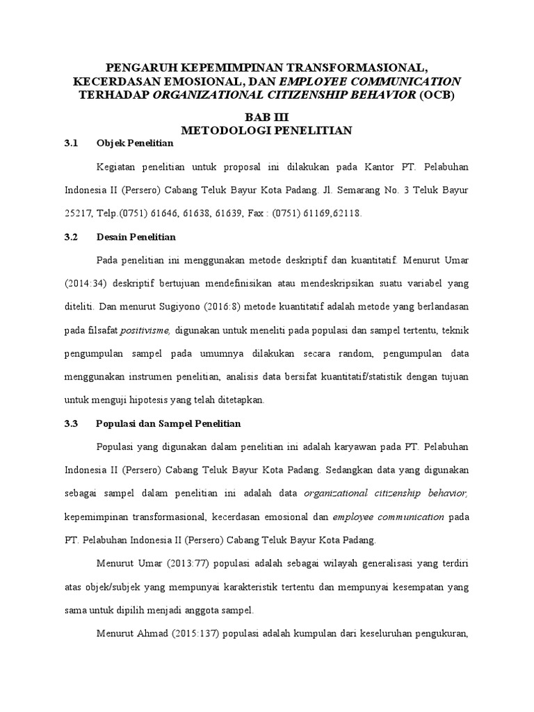 contoh bab 3 untuk data primer | PDF
