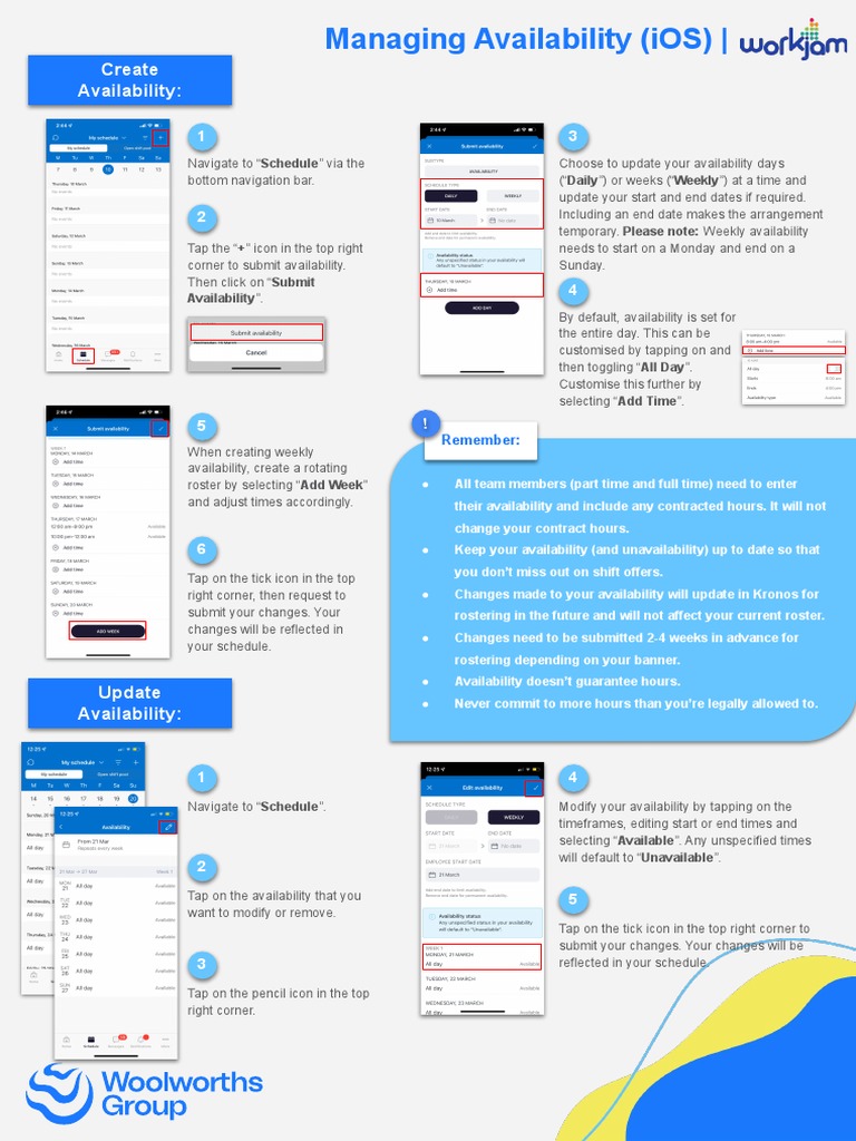 WorkJam Managing Availability | PDF | Software Development | Information Appliances