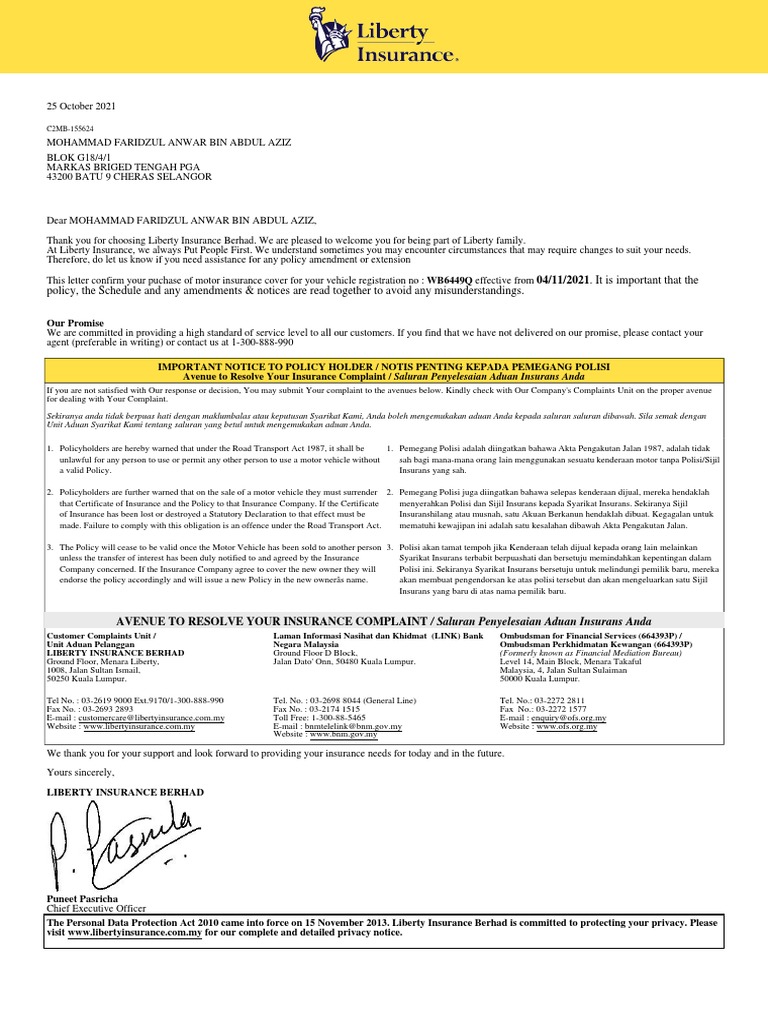 Cover Note c4d232c | PDF | Insurance | Vehicle Insurance