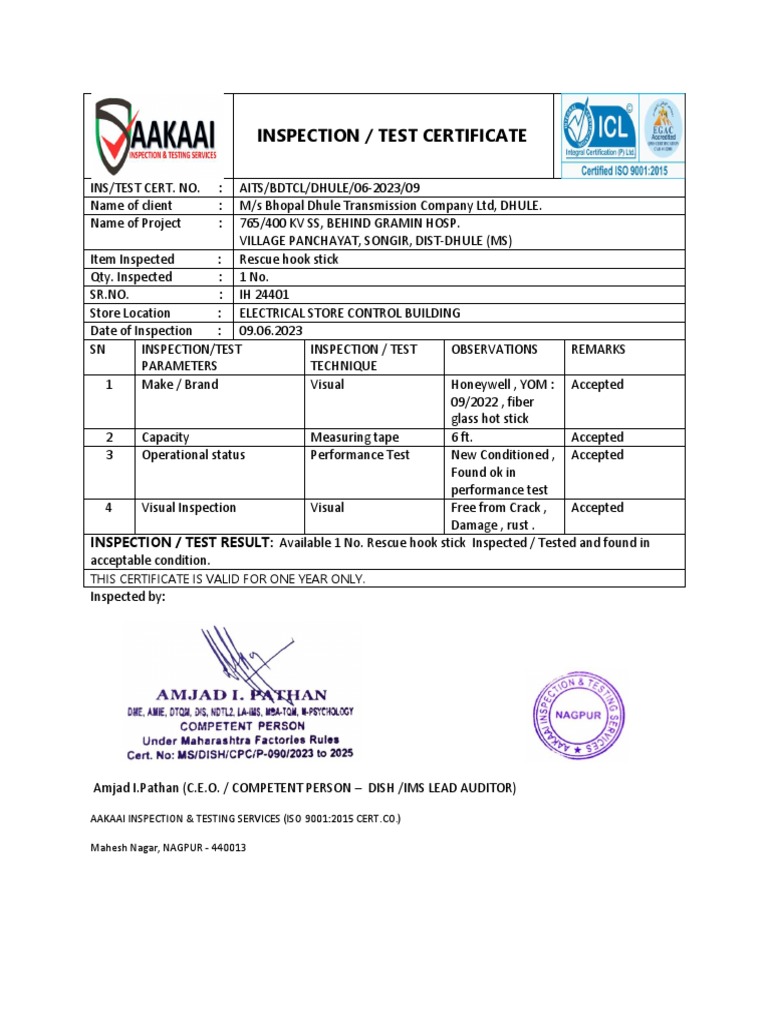 TC No 9 - Rescue Hook Stick | PDF