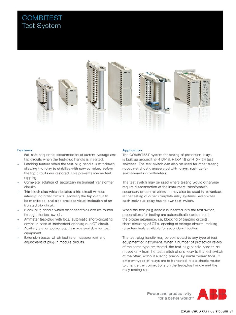 RTXP18 RTXP 18 RK 926 115-Ad Test Switch Abb Manual | PDF