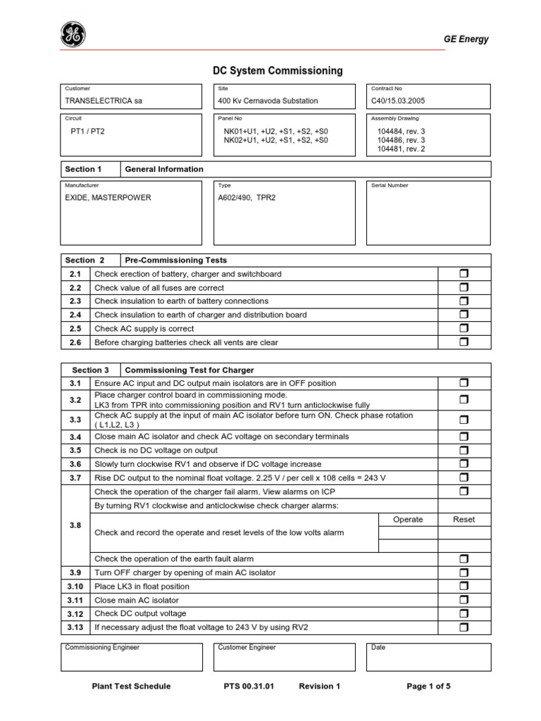DC System Commissioning Guide | PDF | Battery Charger | Direct Current
