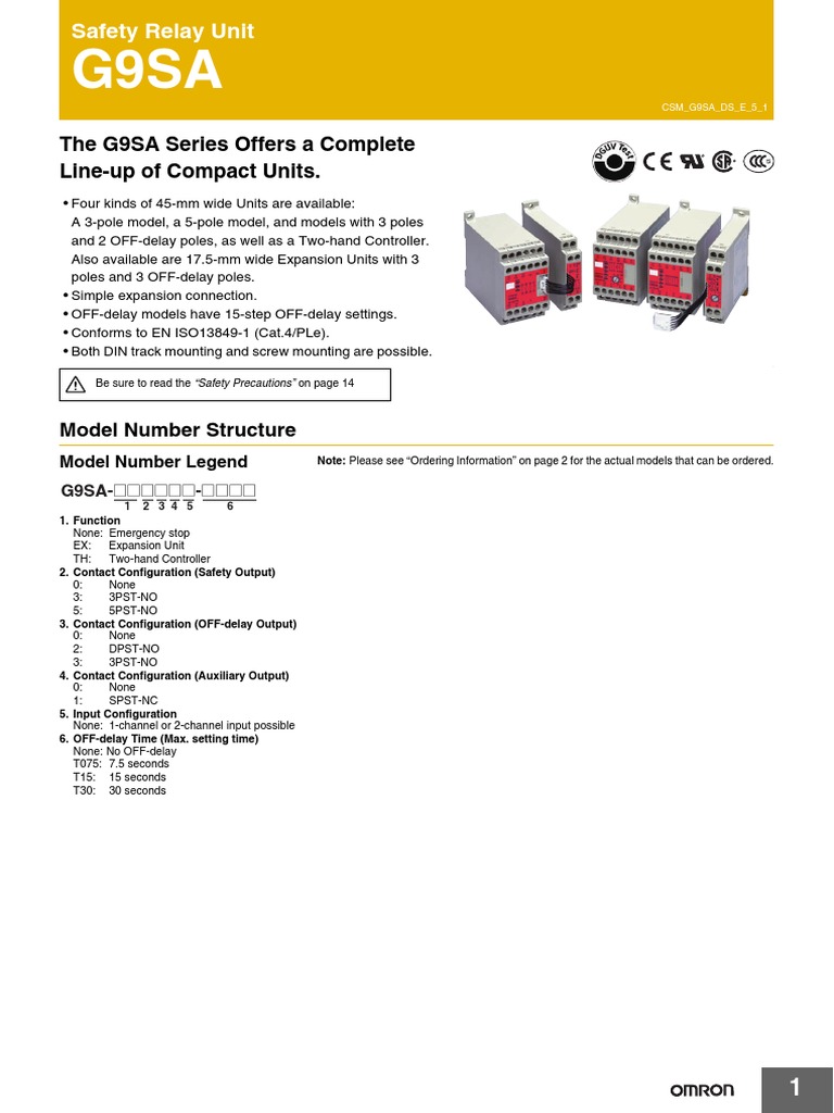 G9SA Safety Relay Unit Overview | PDF | Relay | Switch