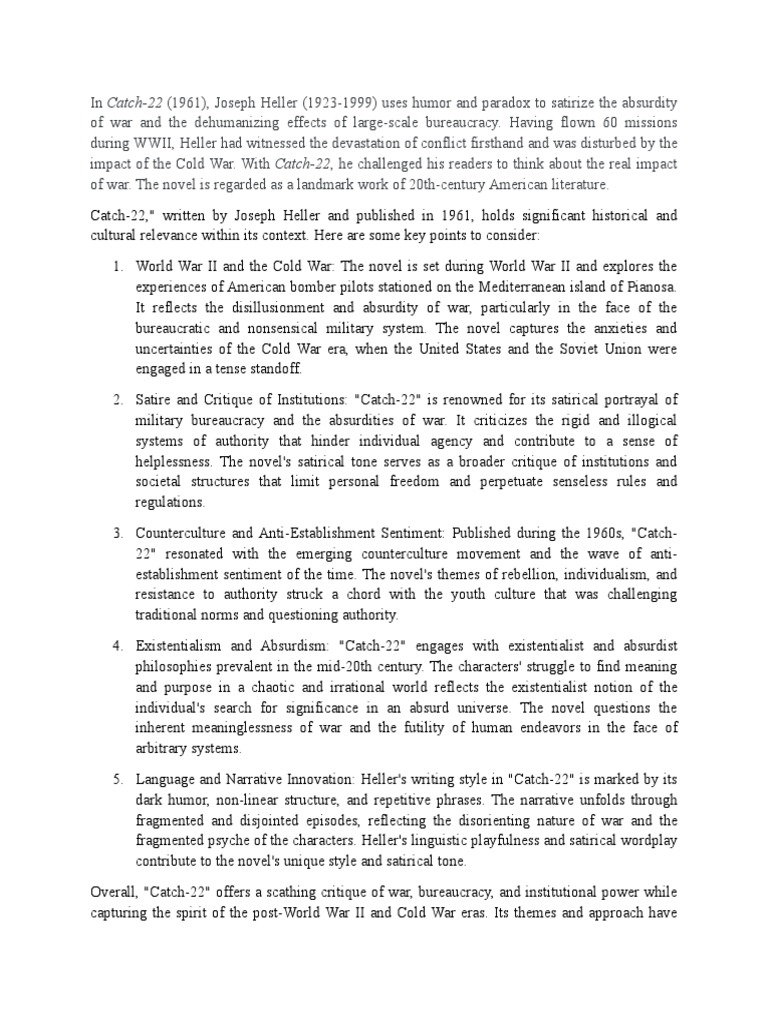 Catch-22 (1961), Joseph Heller | PDF | Satire | Existentialism