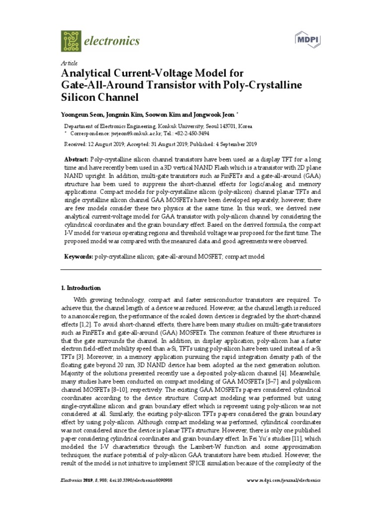 Analytical Current-Voltage Model For Gate-All-Around Transistor With ...