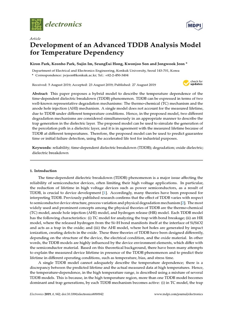 Development of An Advanced TDDB Analysis Model For Temperature Dependency | PDF | Dielectric ...