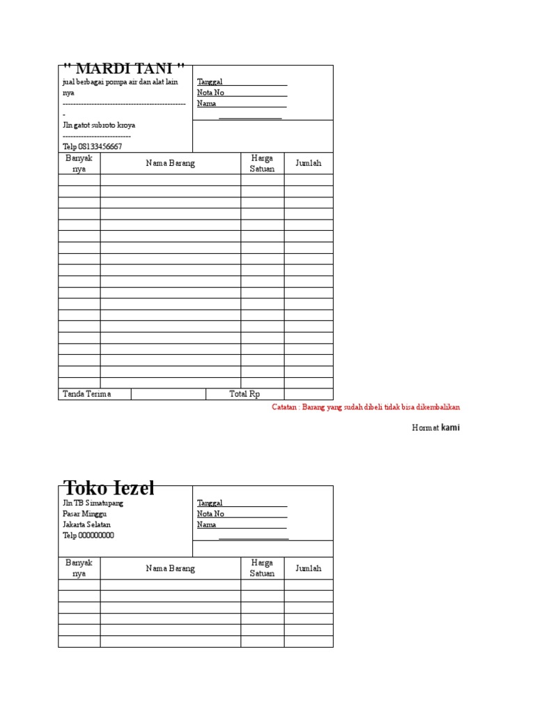 Kwitansi toko | PDF