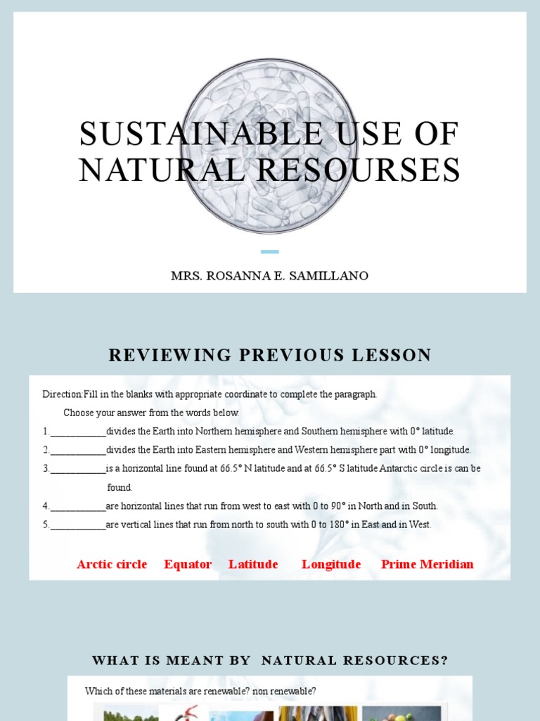 Sustainable Use of Natural Resourses | PDF | Waste | Latitude