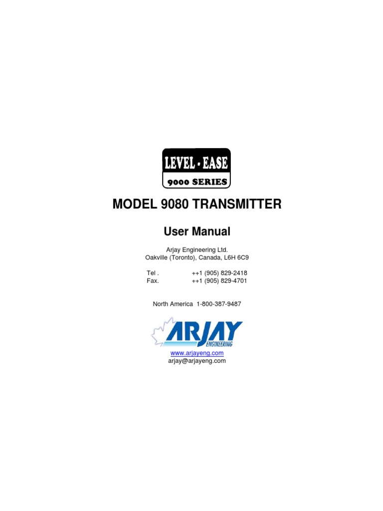 Arjay Engineering Level Sensor 9080 Users Manual | PDF | Computer ...