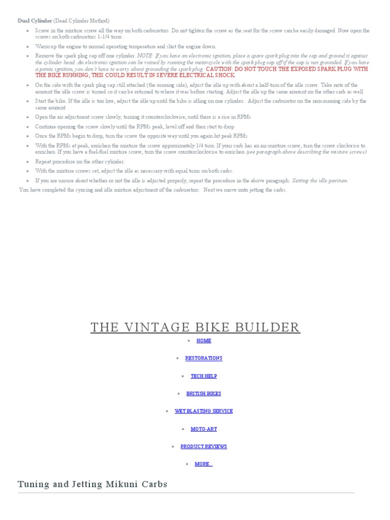 Tuning Mikuni Carburetors Guide | PDF | Carburetor | Throttle