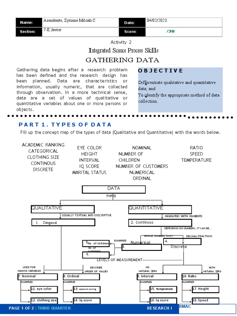 Q3 - Act2 Gathering Data | PDF | Level Of Measurement | Survey Methodology