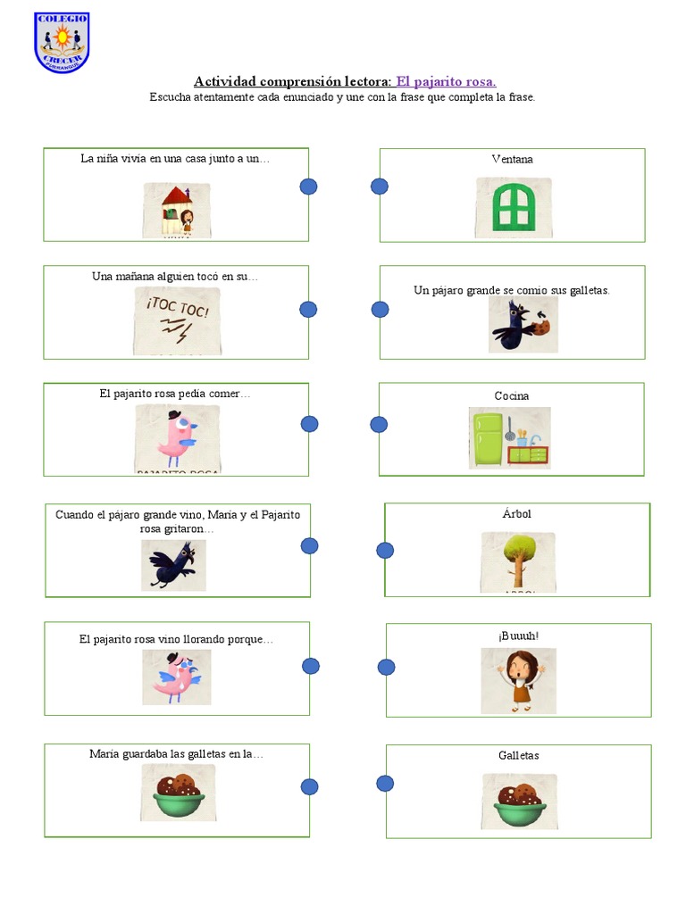 Actividad Comprensión Lectora El Pajarito Rosa | PDF