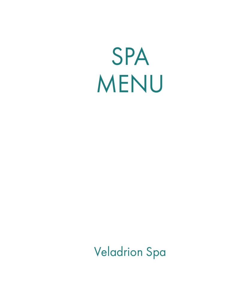 Veladrion Spa Menu | PDF