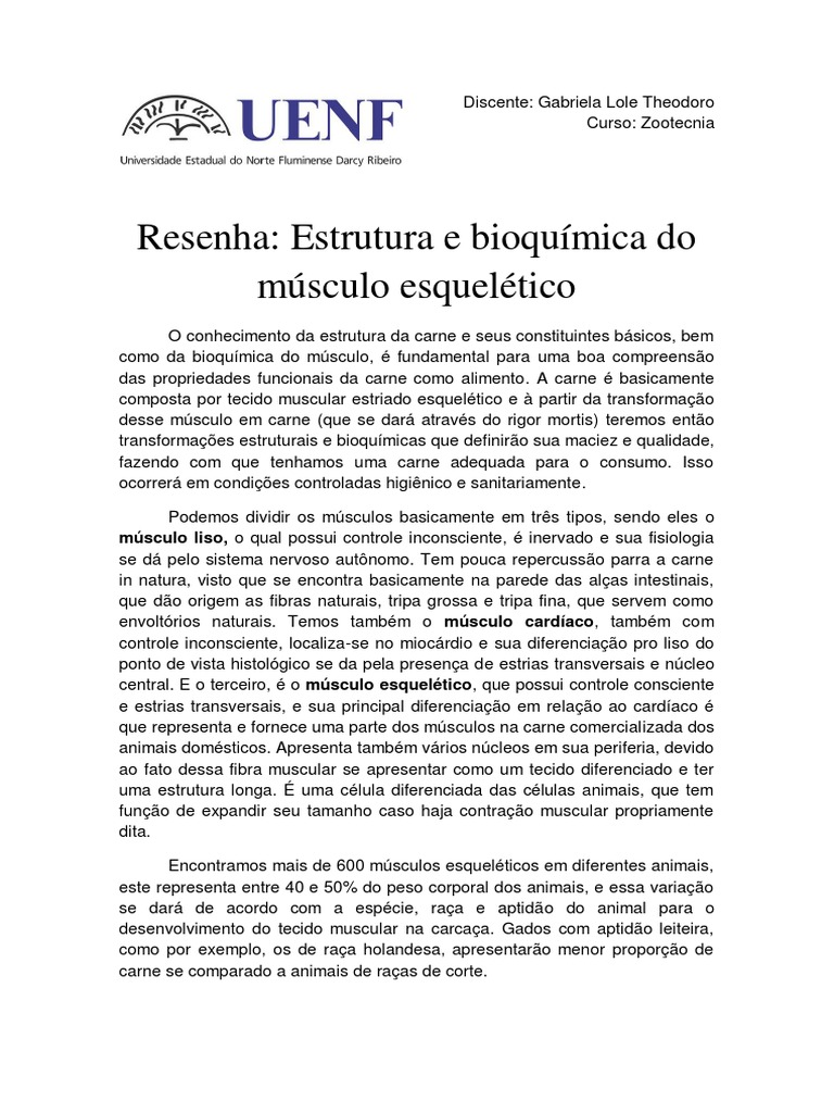 Resenha TPOA - Gabriela Lole Theodoro | PDF | Músculo esquelético ...
