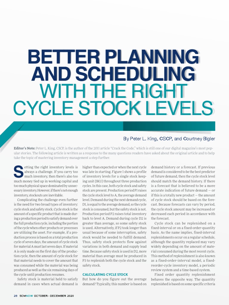better-planning-and-scheduling-with-the-right-cycle-stock-levels | PDF ...