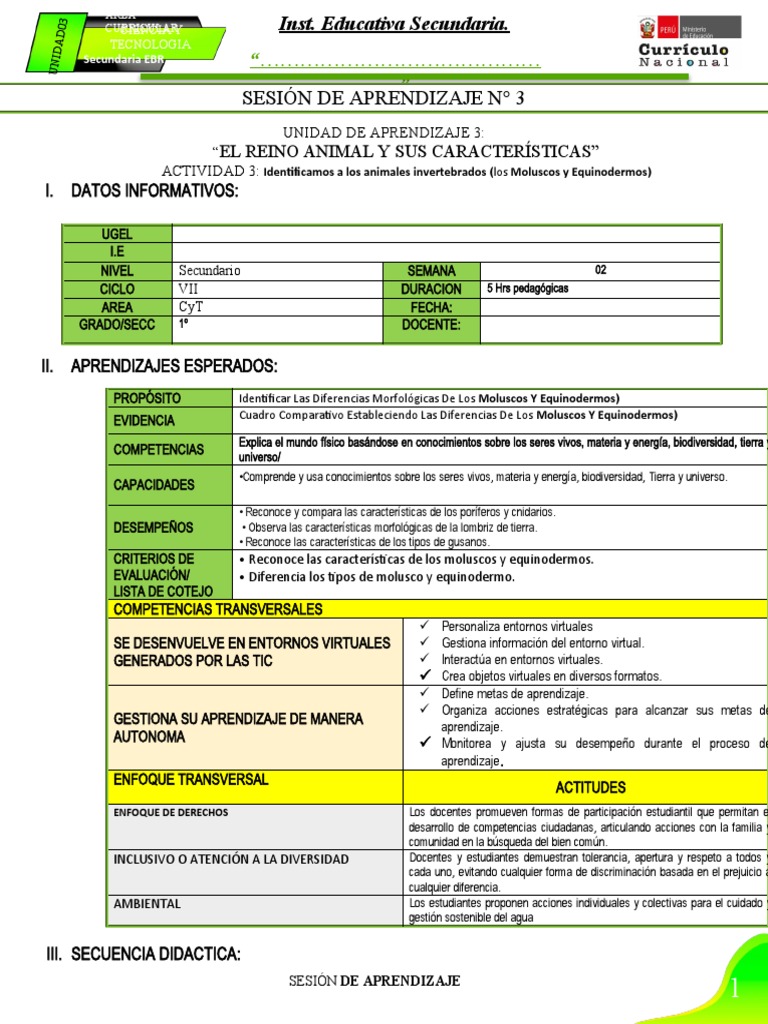 B-1º Ses-Act 3-Cyt Und 3 | PDF | Evaluación | Aprendizaje