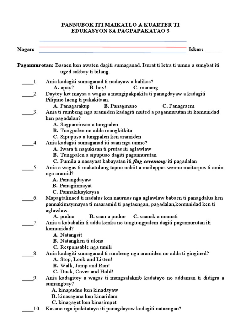 EsP PT 3rd QUARTER 2022 2023 | PDF