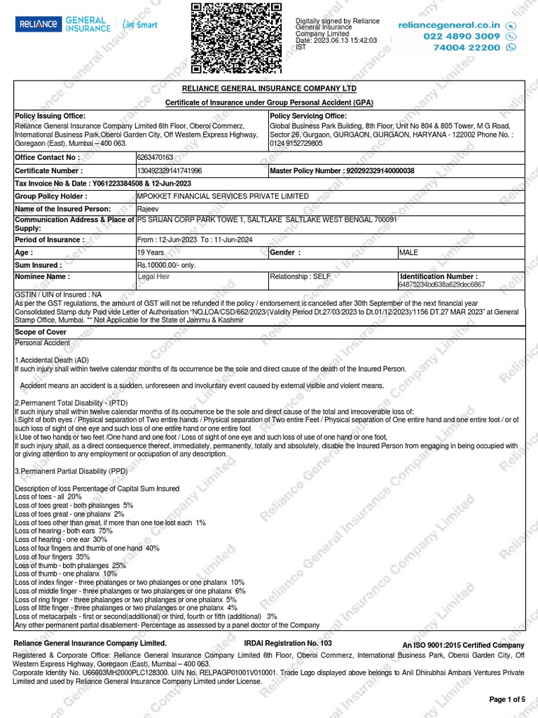 Reliance Insurance | Download Free PDF | Insurance | Banks