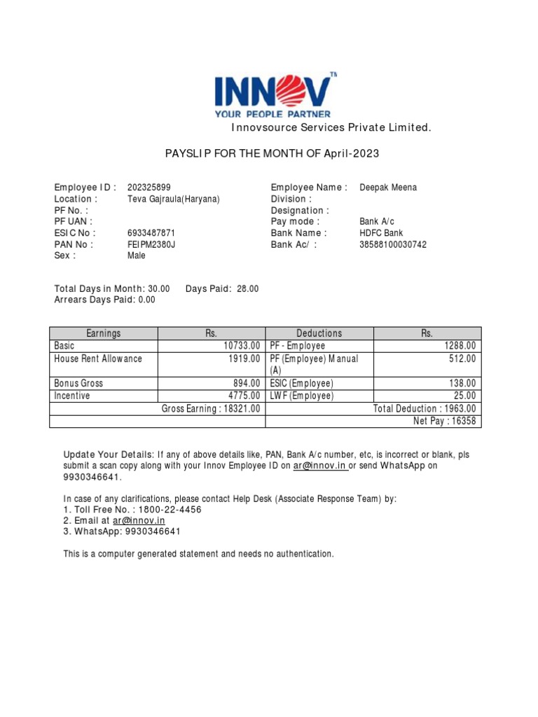 Innov Payslip | PDF