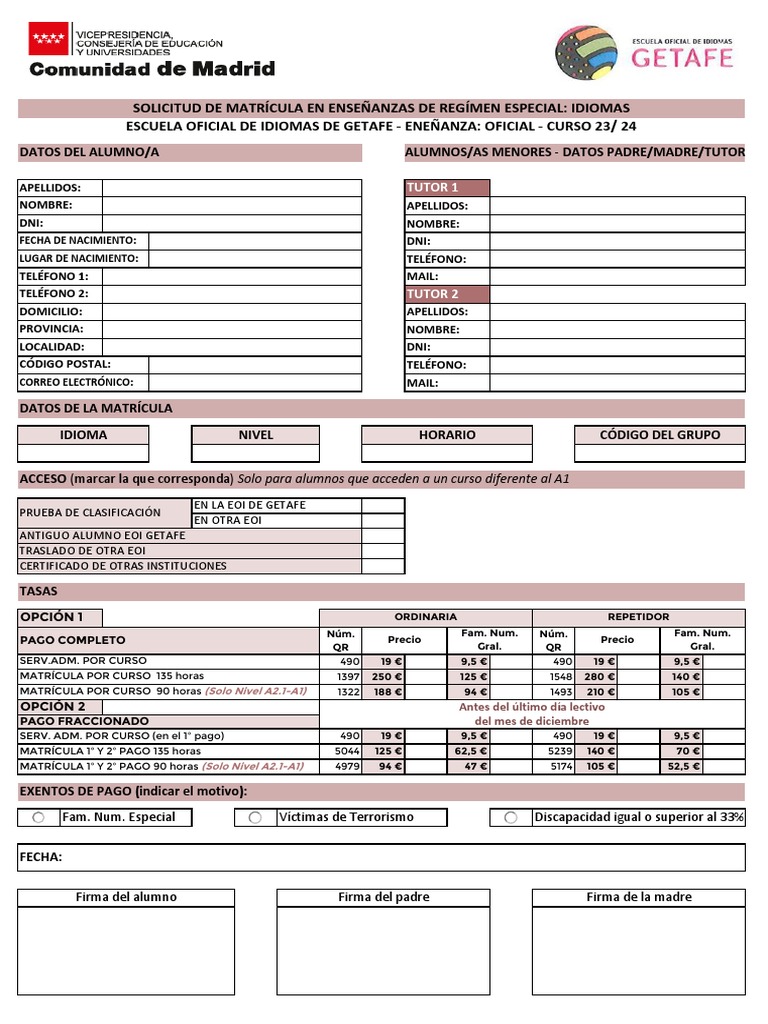 Formulario Matrícula Oficiales | PDF | Privacidad de la información ...