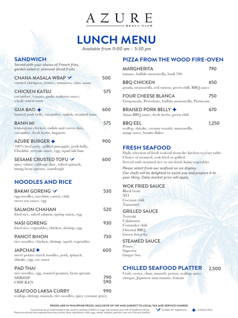 Azure Lunch Menu 2022 | PDF | Sauce | Curry
