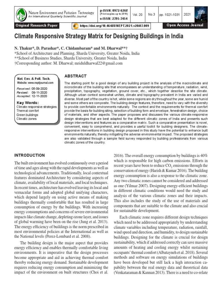 Climate-Responsive Design Strategies in India | PDF | Efficient Energy ...