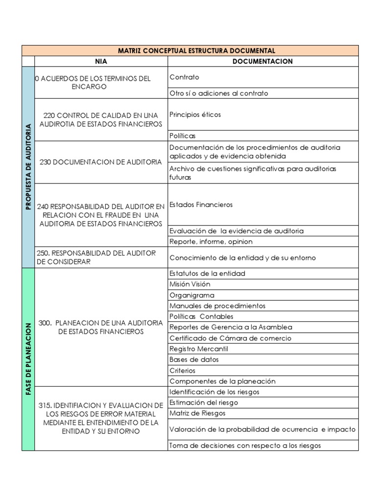 Matriz Conceptual Estructura Documental | PDF | Auditoría | Estado ...
