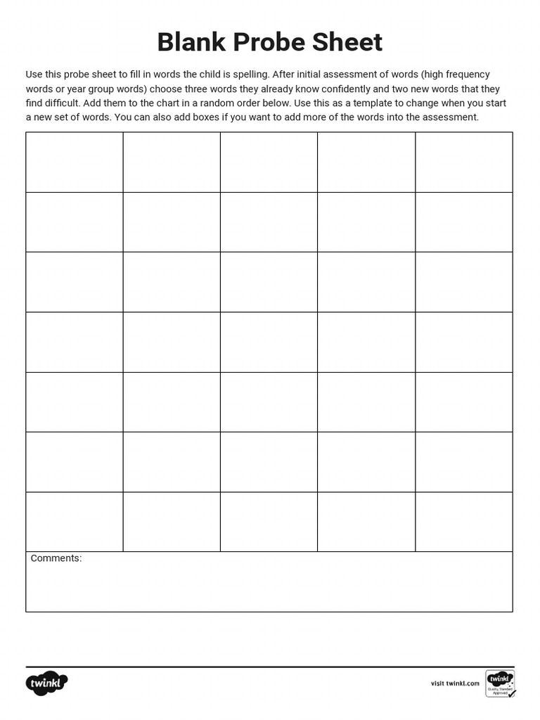 Blank Probe Sheet | PDF