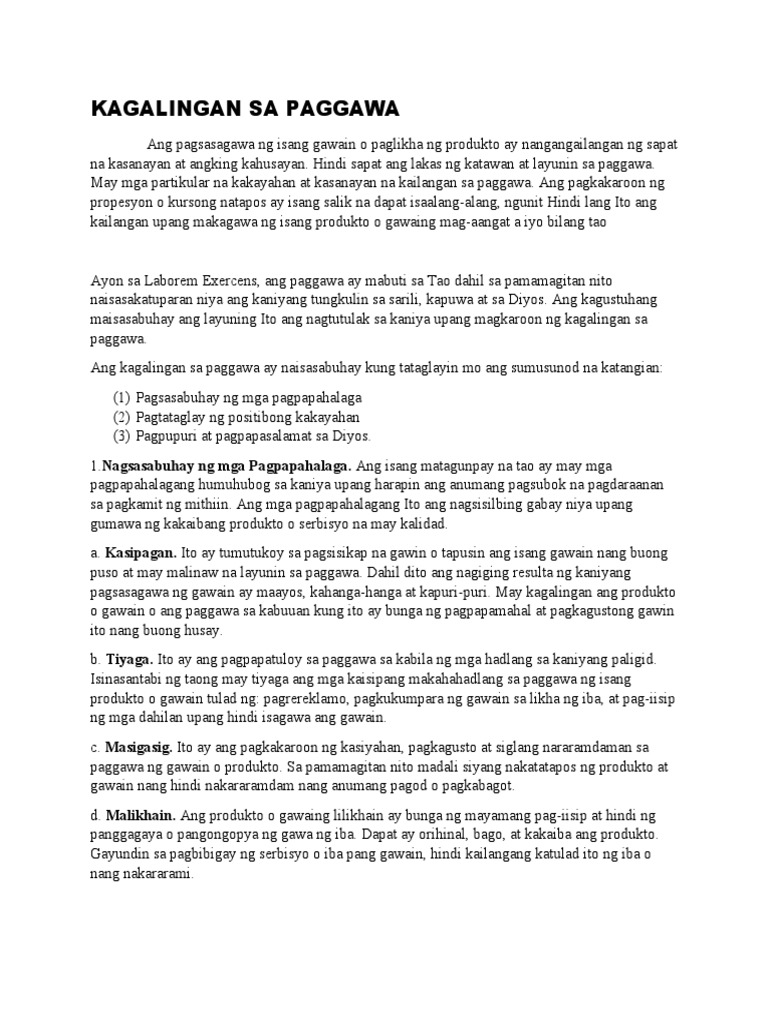 Kagalingan Sa Paggawa | PDF