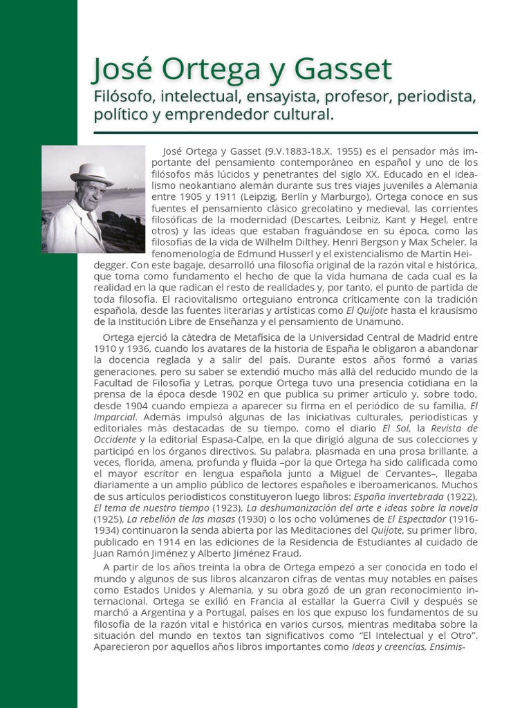 Biografía de José Ortega y Gasset | PDF