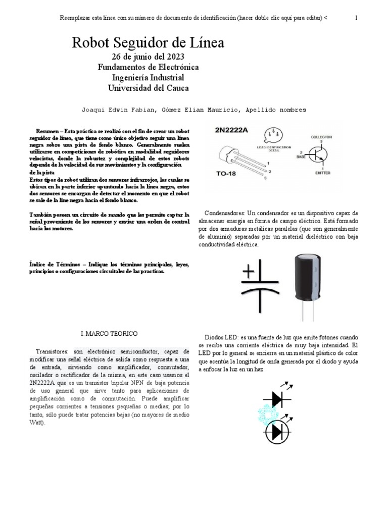 Practica Robot Seguidor | PDF | Electrónica | Corriente eléctrica
