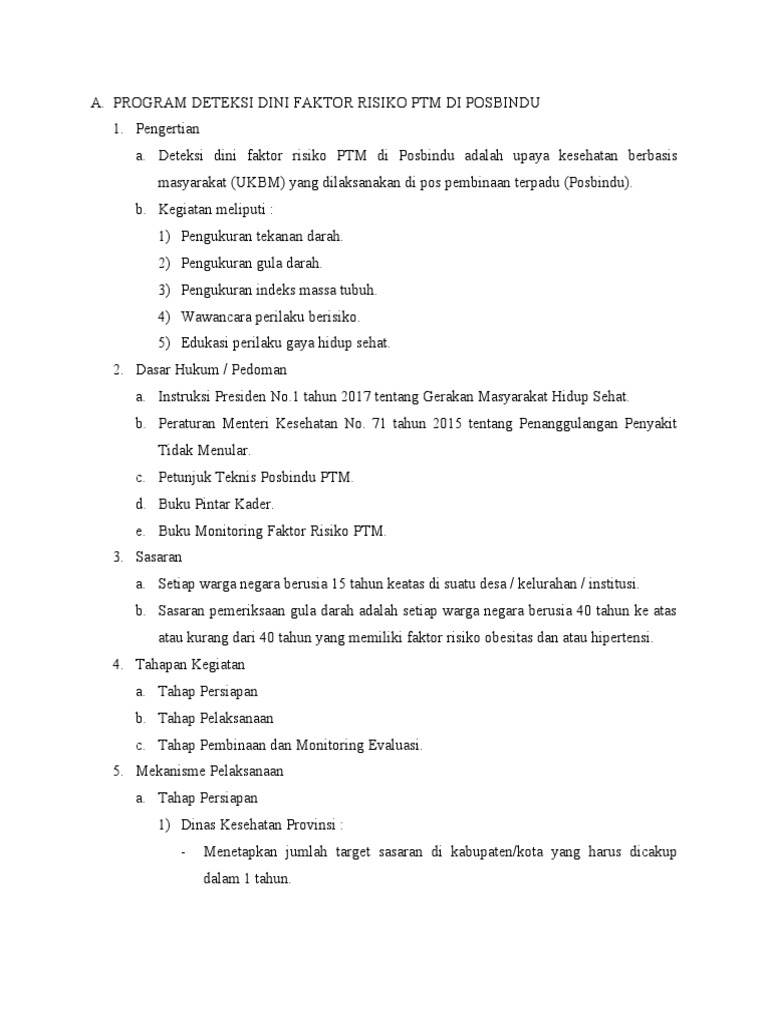 Deteksi Dini Risiko Ptm Di Posbindu Pdf Ilmu Sosial Kesehatan