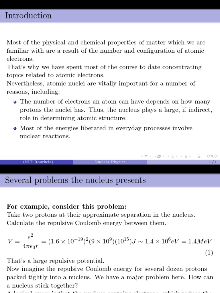 (NIT Rourkela) Nuclear Physics | PDF | Atomic Nucleus | Nuclear Physics
