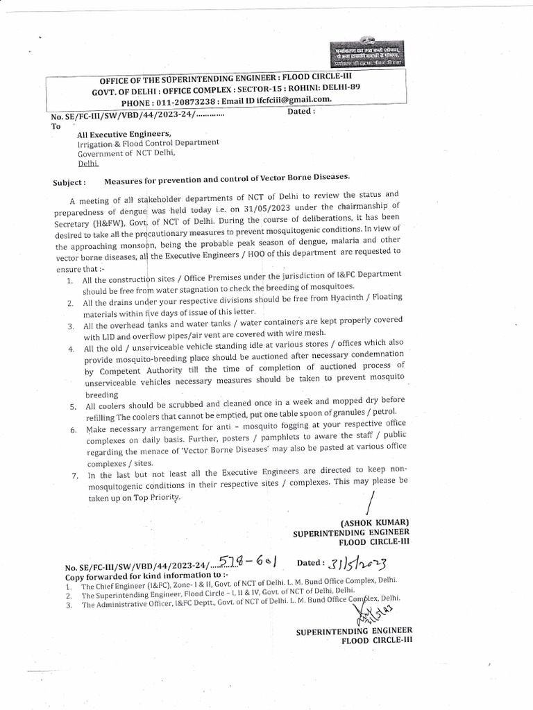 Measures For Prevention and Control of Vector Borne Diseases. | PDF