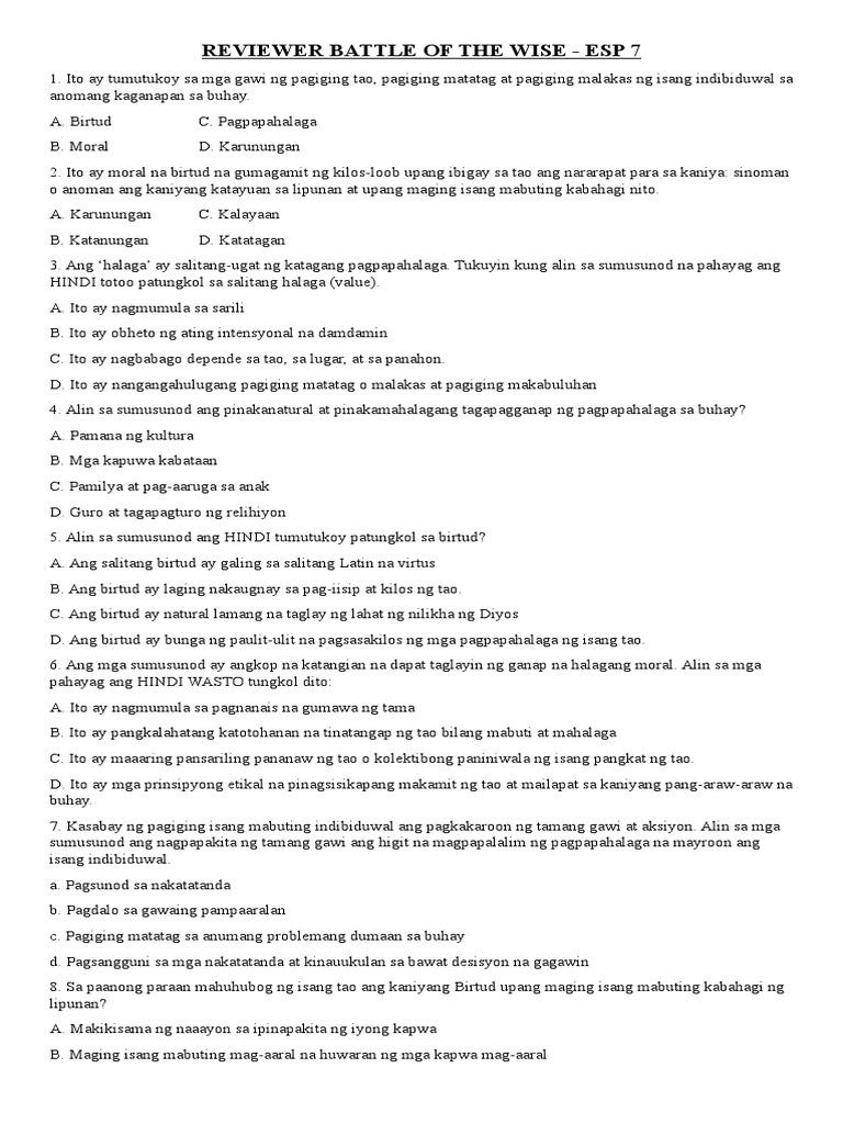 Reviewer Battle of The Wise - Esp | PDF