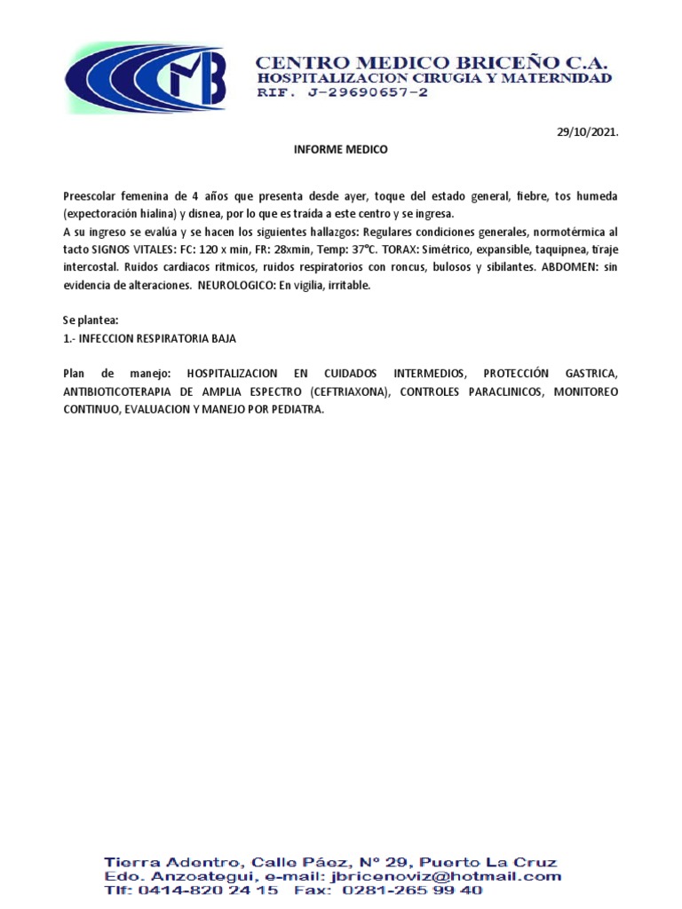 Informe Medico Irb | PDF