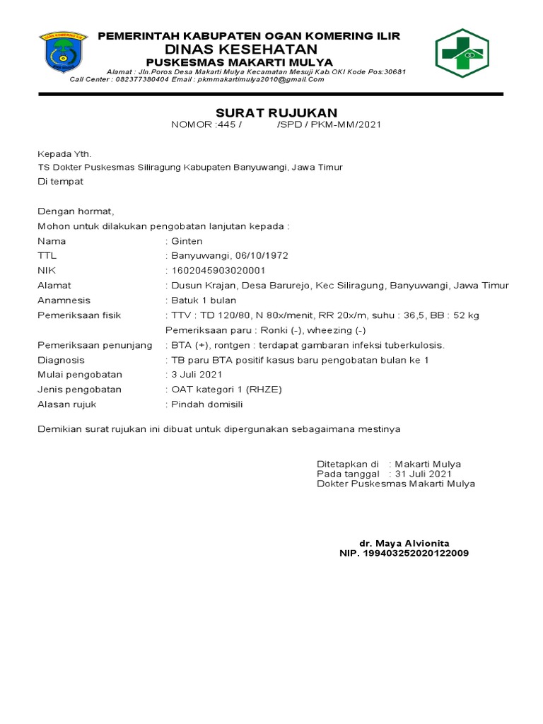 Surat Rujukan TB | PDF