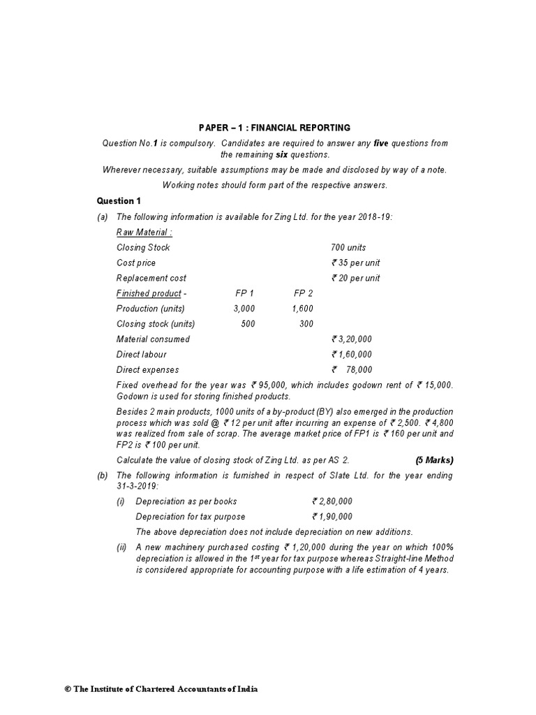 Paper - 1 Financial Reporting | PDF | Depreciation | Equity (Finance)