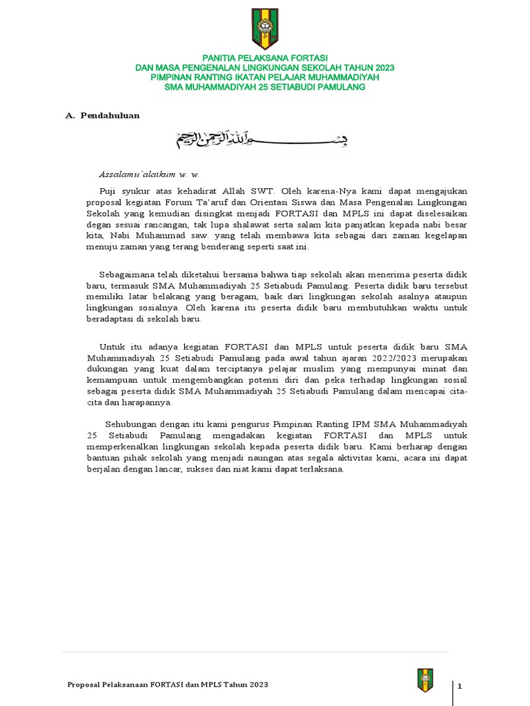 Proposal Fortasi 2023 | PDF